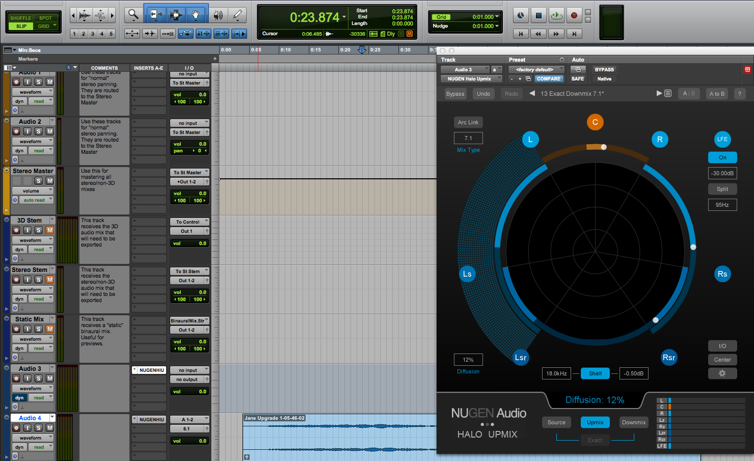 Adapt your project across multi-channel formats with NUGEN Audio Halo Upmix